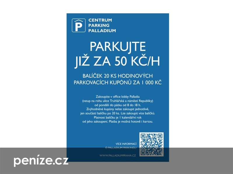 Palladium, pohodlné parkování v centru Prahy za zvýhodněnou cenu 50 Kč/hodinu | Peníze.cz